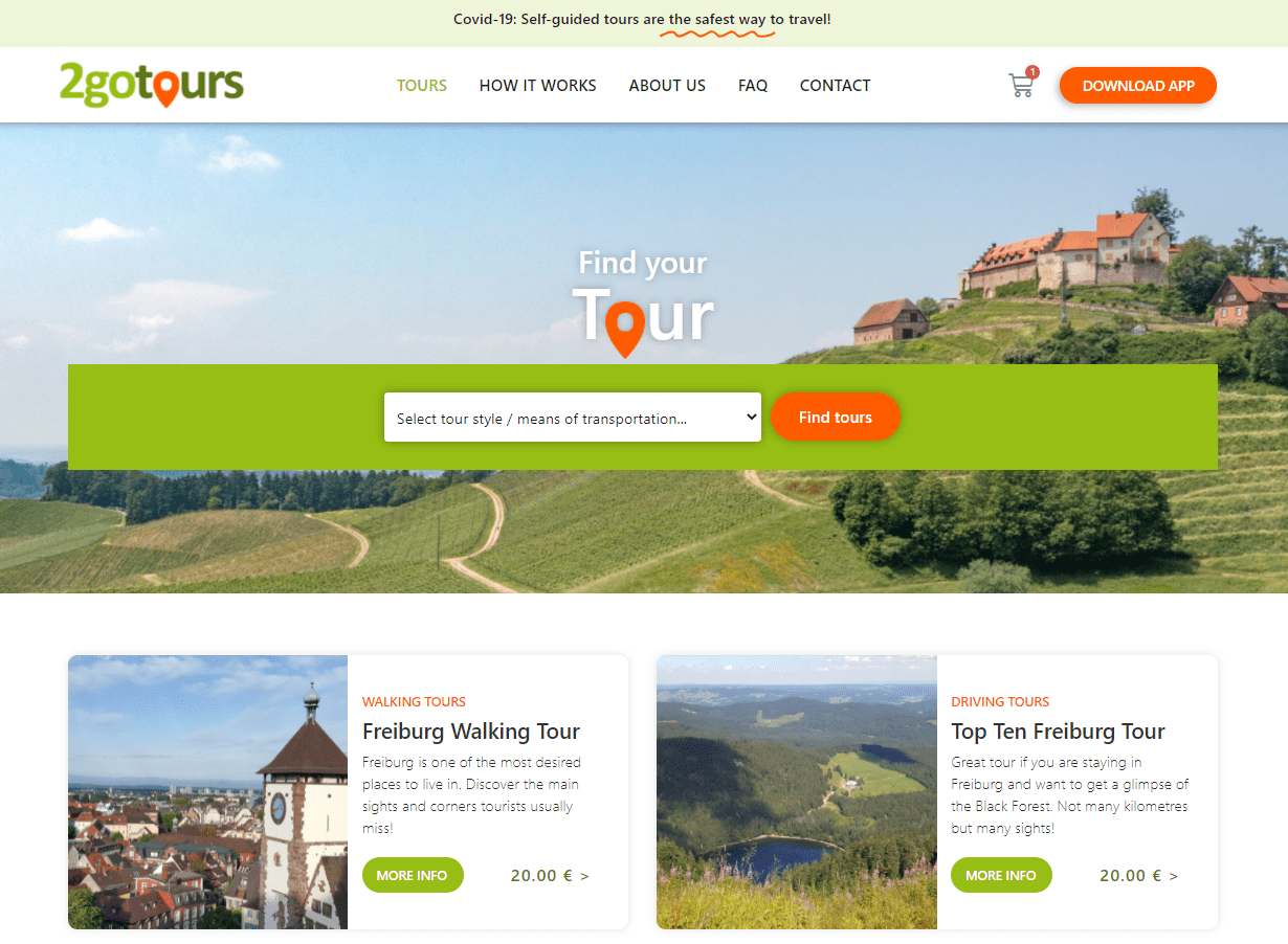 2gotours self-guided narrated GPS tour app of Germany